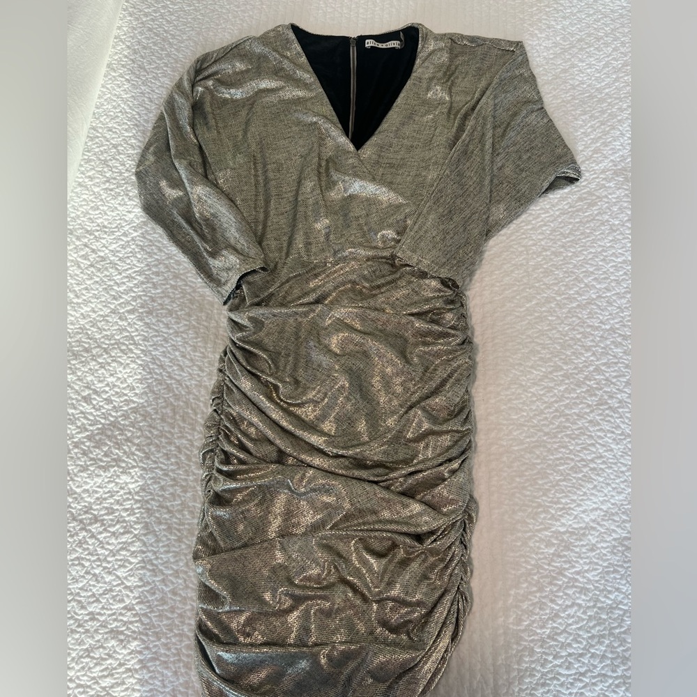 Alice + Olivia Pace Metallic Bodycon Ruched Party Dre… - Gem